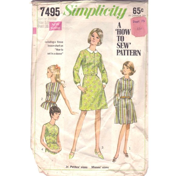 Simplicity | Office | Vintage Sewing Pattern Simplicity 7495 Junior ...